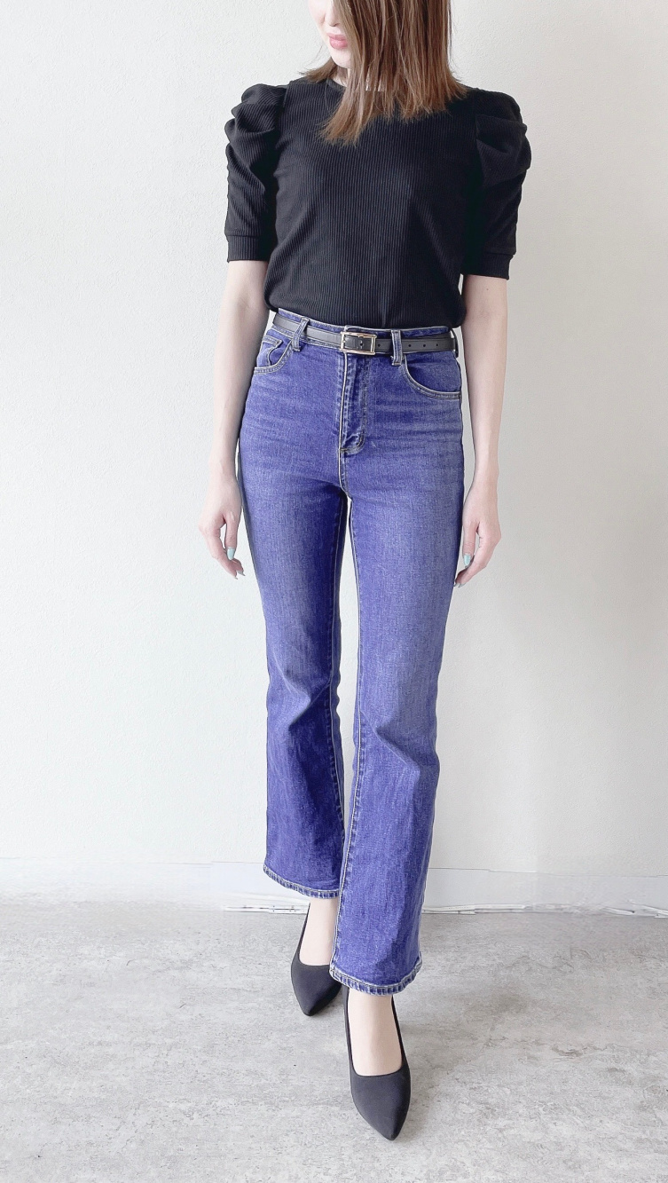 「フレアジーンズC(丈標準72.0～76.0cm)」の着用コーディネート| ジーユー