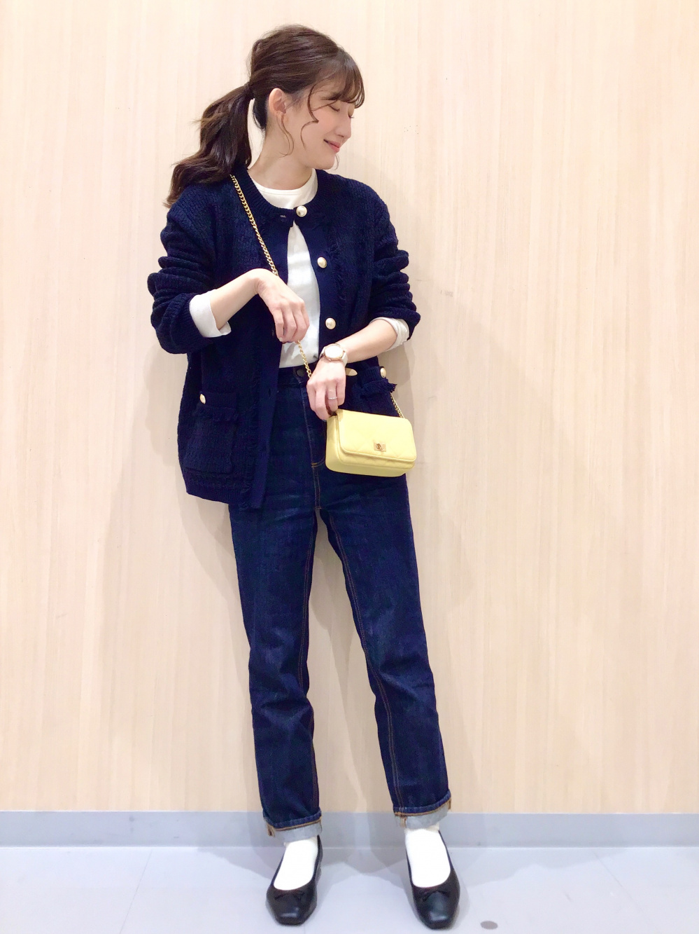 「シアーリブT(半袖)、レースワンピース(ノースリーブ)YTQ+E」の着用コーディネート| ジーユー