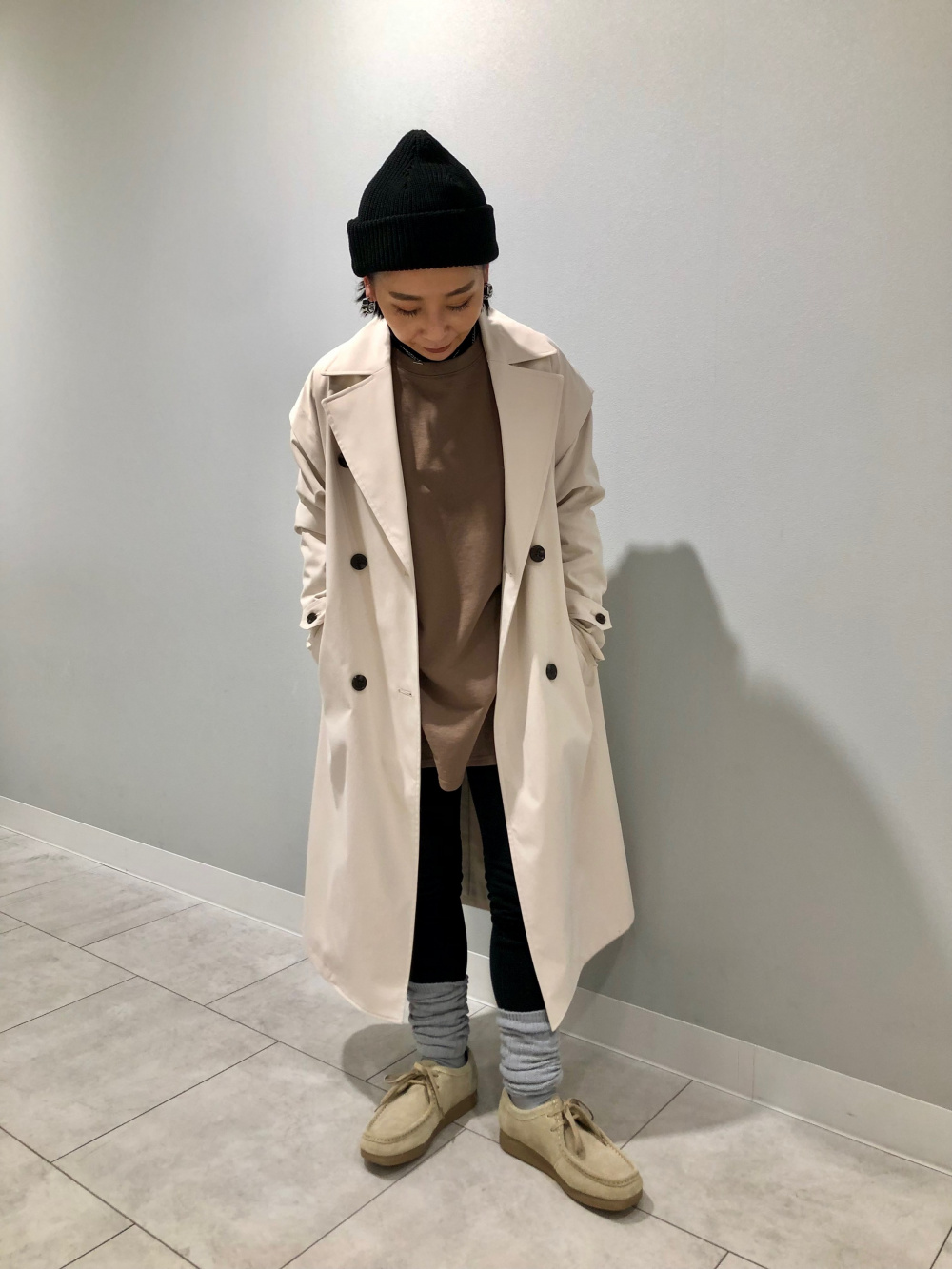 「ウルトラストレッチスキニージーンズ(丈標準72cm)、バイカラーポロミニワンピース(半袖)Q」の着用コーディネート| ジーユー