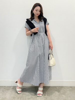 GU公式 | ストライプバンドカラーシャツワンピース(半袖) GU公式 | ストライプバンドカラーシャツワンピース(半袖)