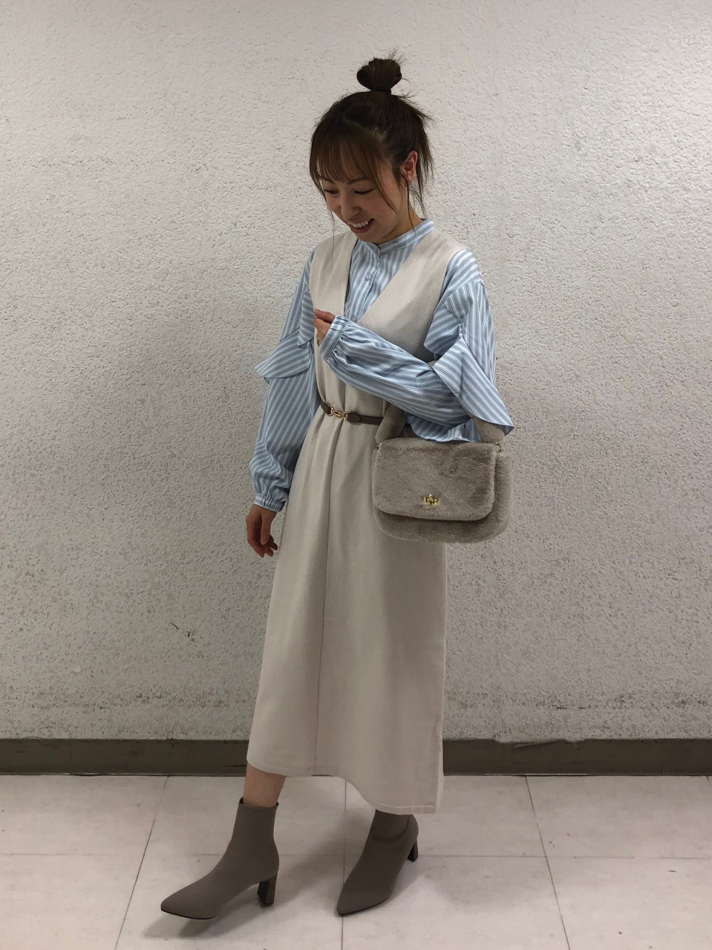 「マルチウェイニットワンピース(長袖)」の着用コーディネート| ジーユー