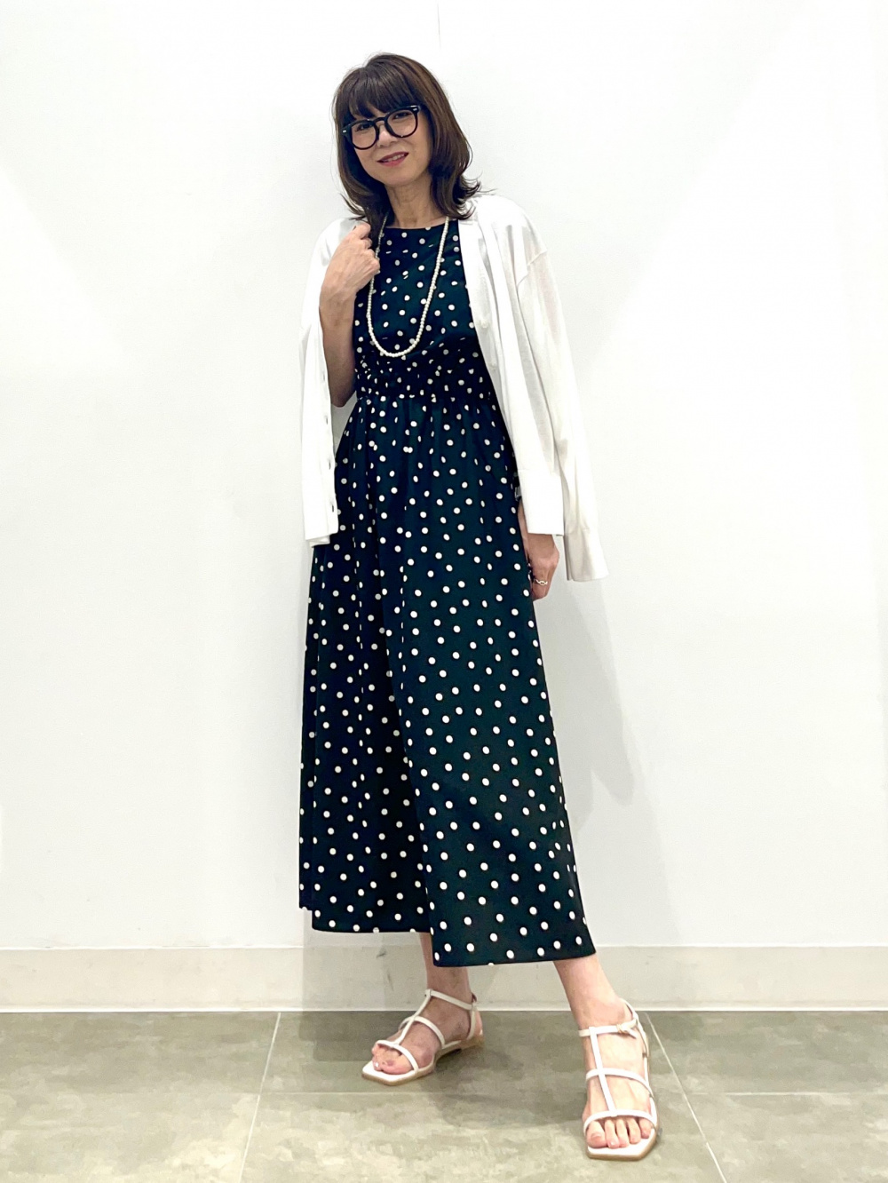 styling/ ドットミディワンピース(野ばらとチェリープリント styling/ ドットミディワンピース(野ばらとチェリープリント
