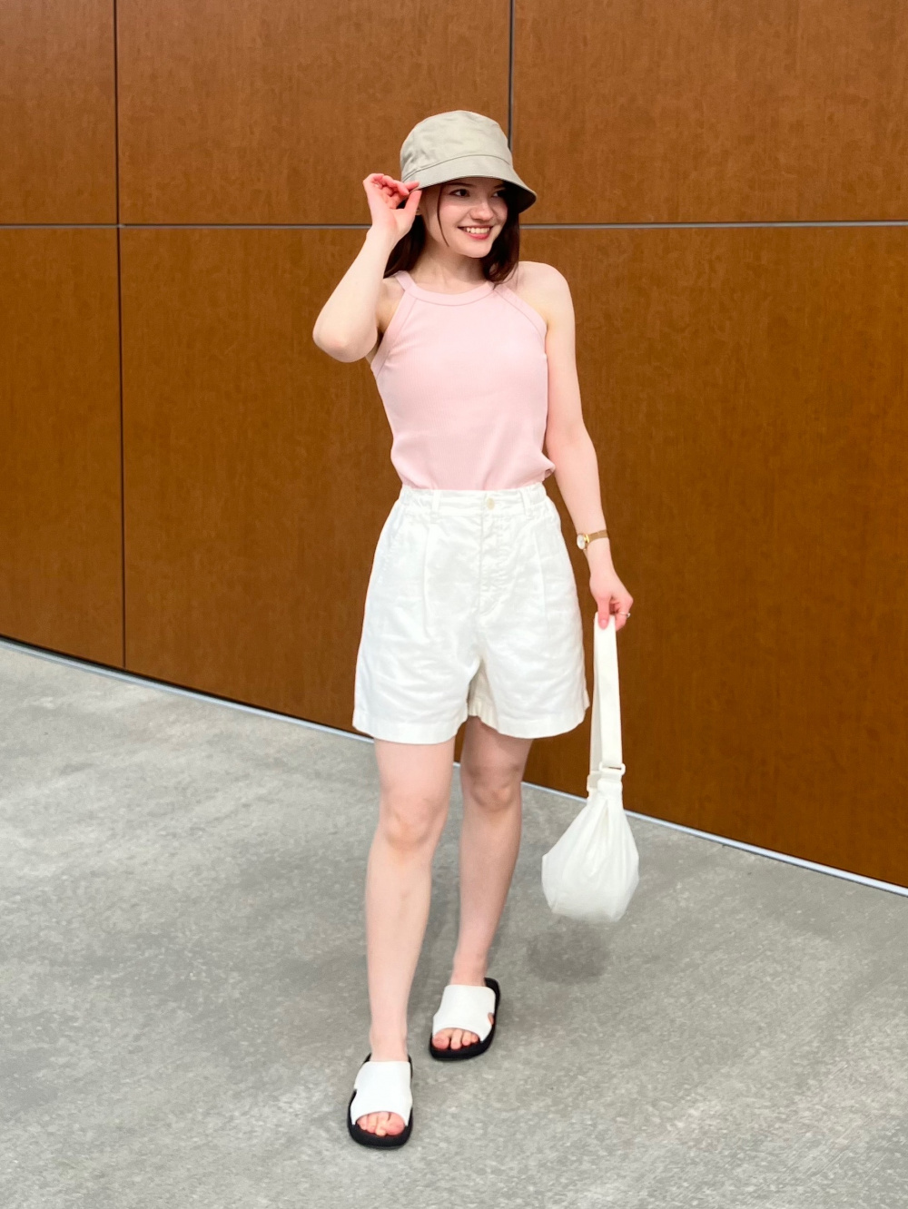 Check styling ideas for「Linen Blend Camisole Dress、Round Mini Shoulder ...