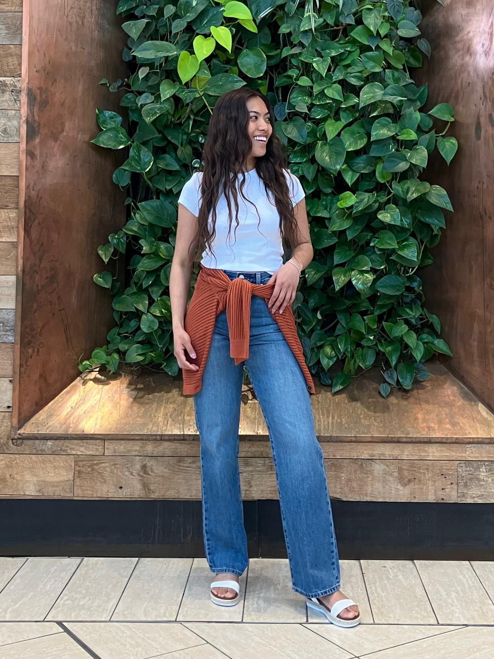 Check styling ideas for「SHEER VOLUME LONG SLEEVE BLOUSE、WIDE STRAIGHT ...