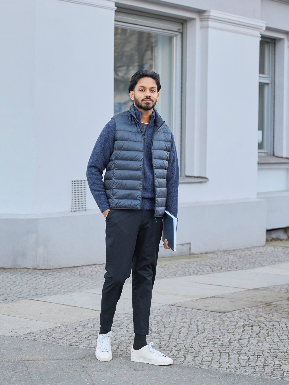 Check styling ideas for「Merino V Neck Jumper、Regular Fit Striped Oxford ...