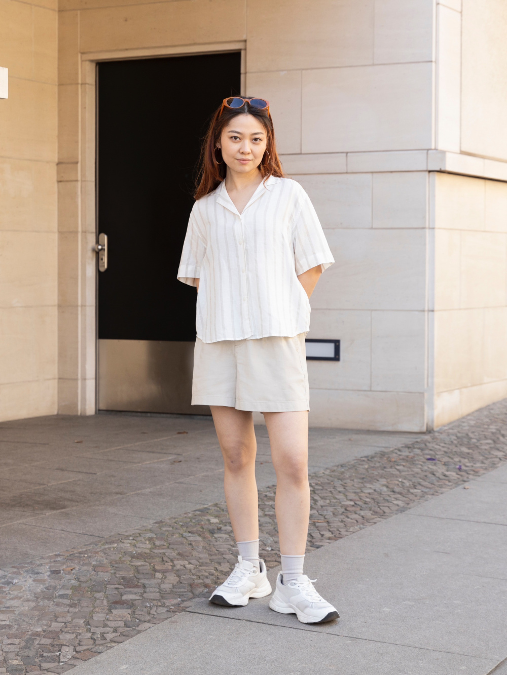 Descubre ideas de looks para「Pantalón corto lino algodón、Camisa lino mezcla cuello abierto ...