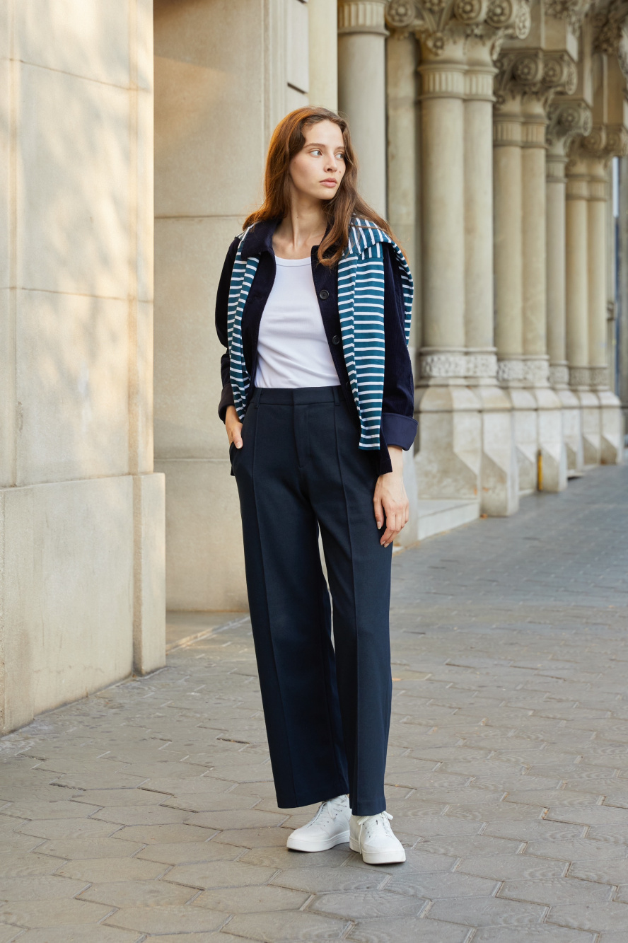 Check styling ideas for「Smooth Cotton Oversized T-Shirt (Stripe, Long ...