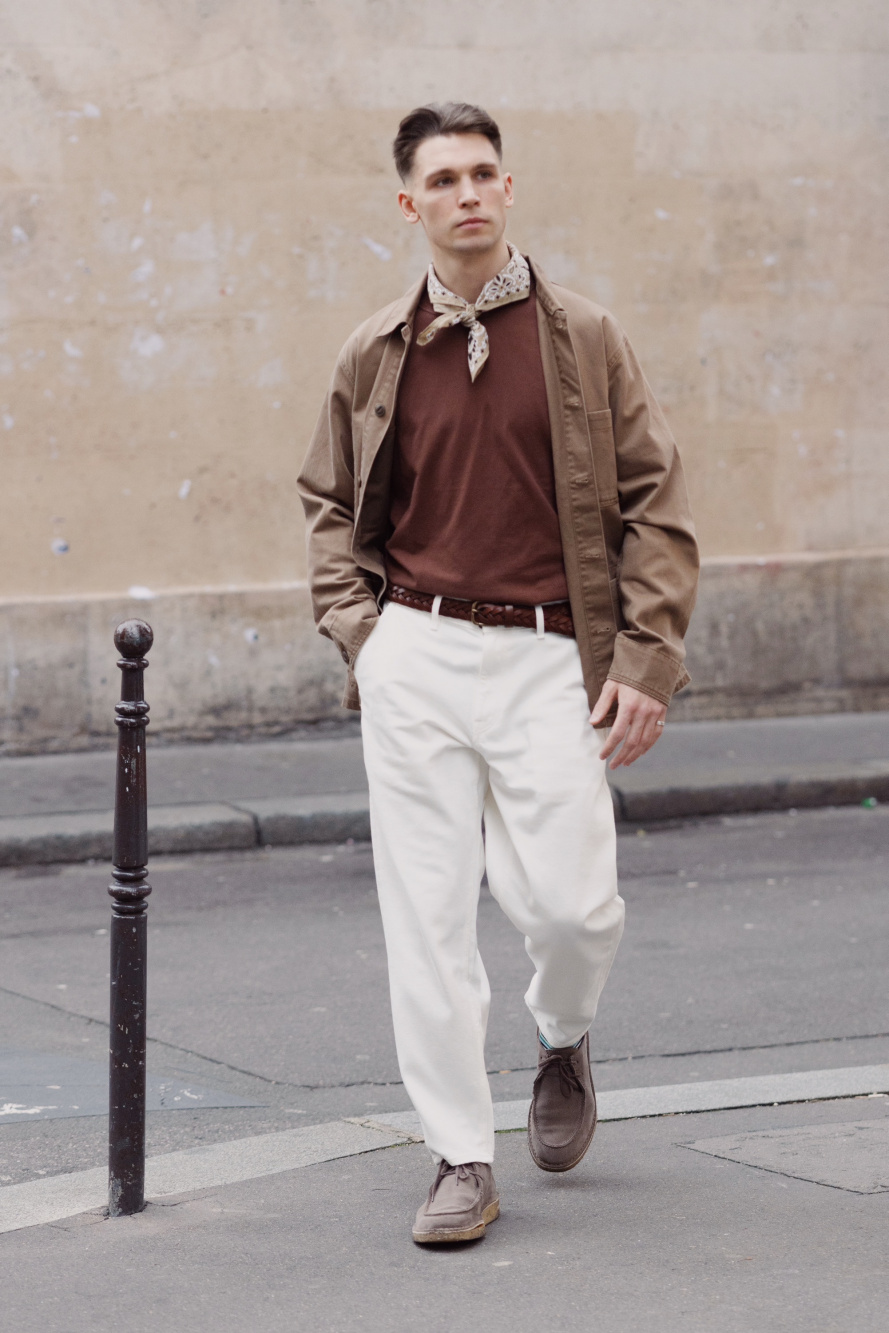 Voir les idées looks de「T-Shirt Col Rond、Chemise en coton (Motifs à ...