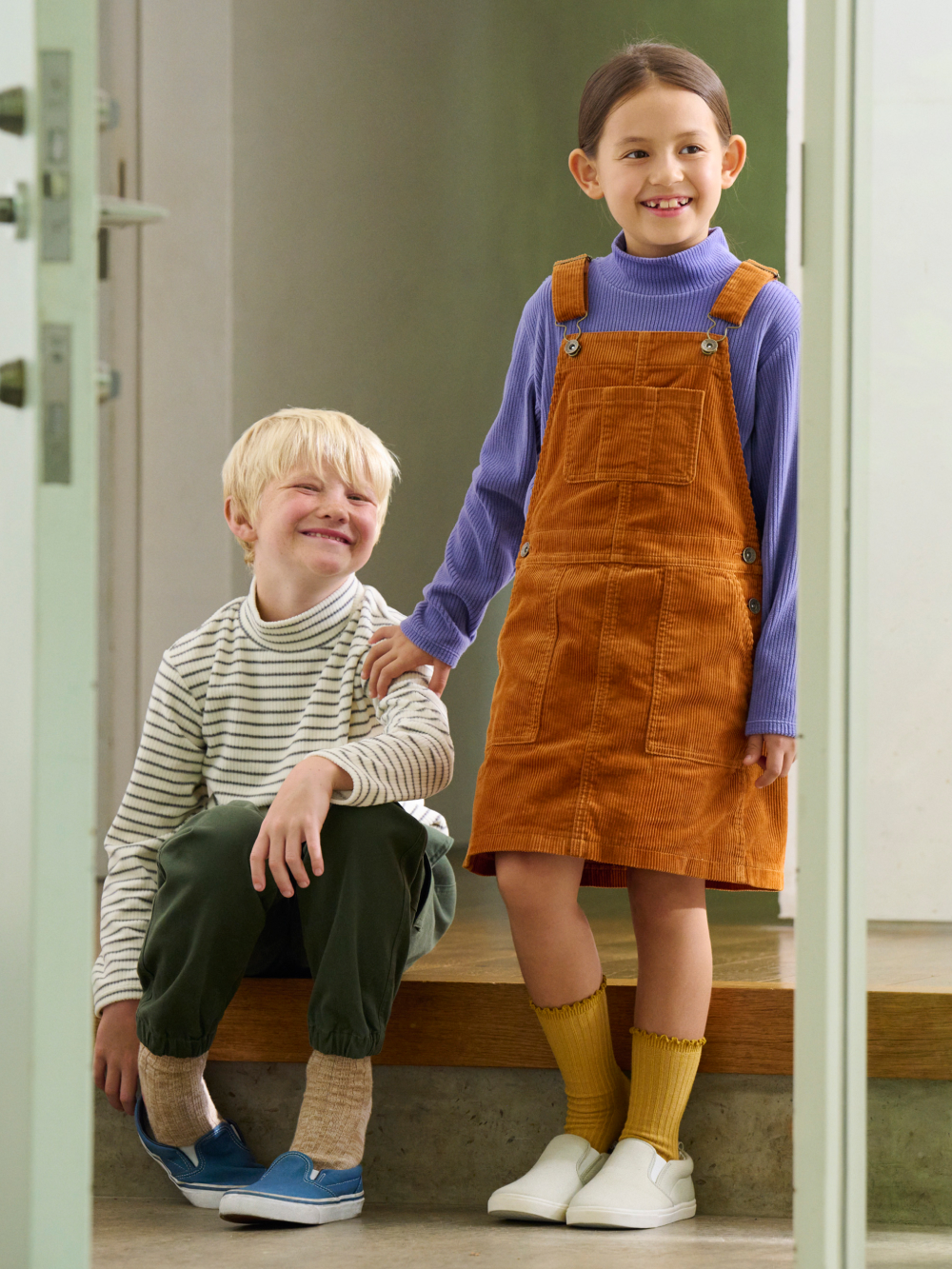 Shop looks for「KIDS Ribbed Fleece High Neck Stripe Long Sleeve T-Shirt ...