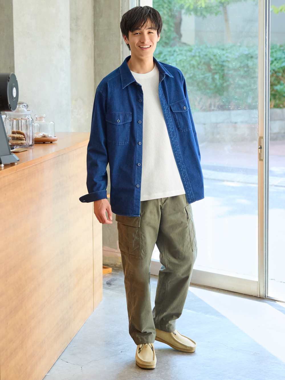 Shop Looks For「waffle Crew Neck Long Sleeve T Shirt、denim Jersey Long
