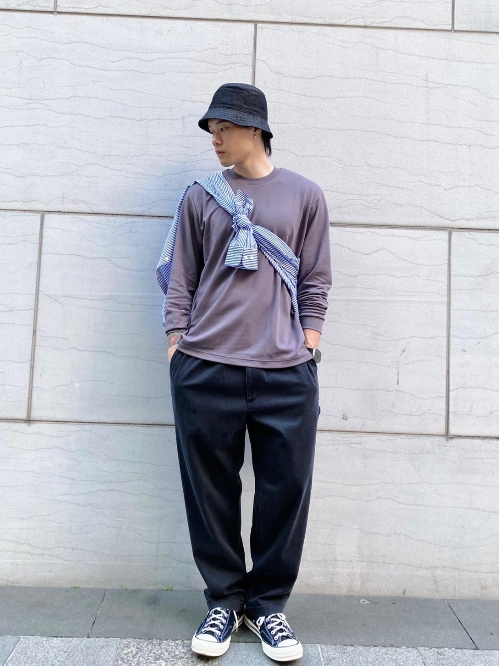 Check styling ideas for「Stretch Easy Ankle Pants (Denim)、Modal Cotton ...