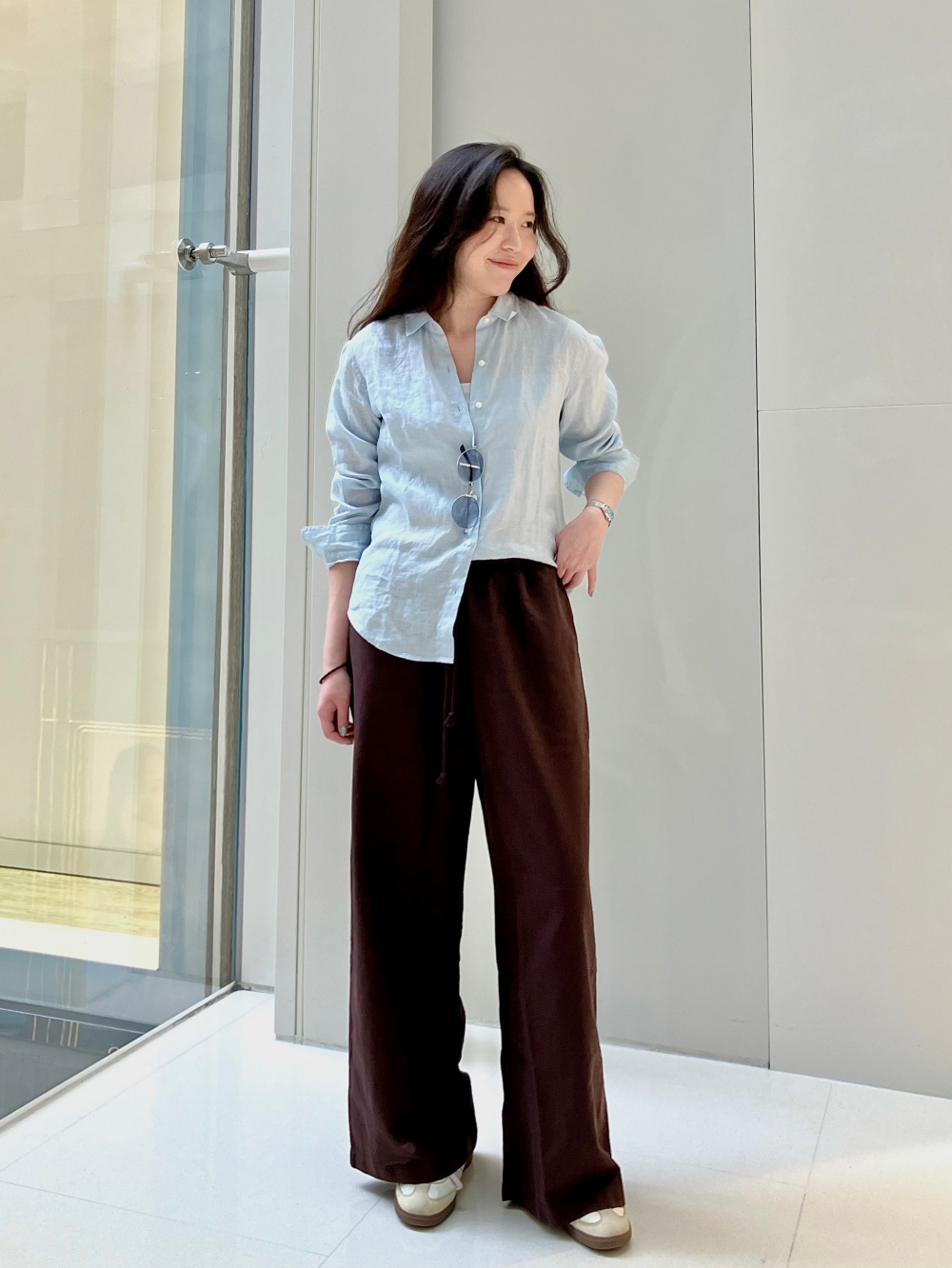Check styling ideas for「Linen Blend Easy Pants、Premium Linen Shirt Long ...