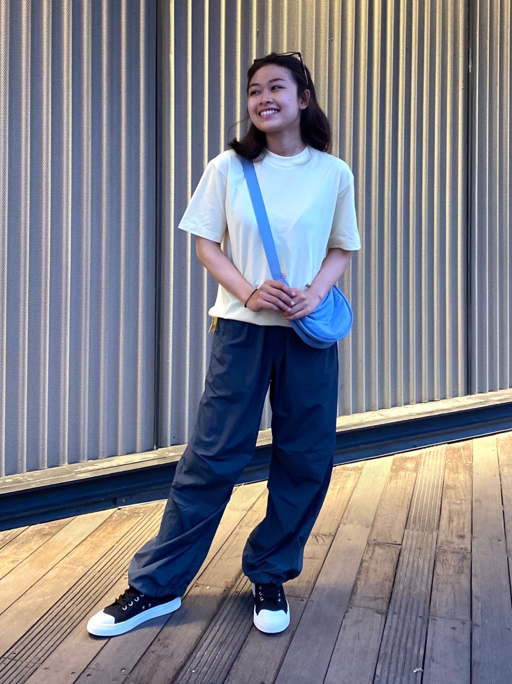 Check styling ideas for「AIRism Cotton Oversized Crew Neck Half Sleeve T ...