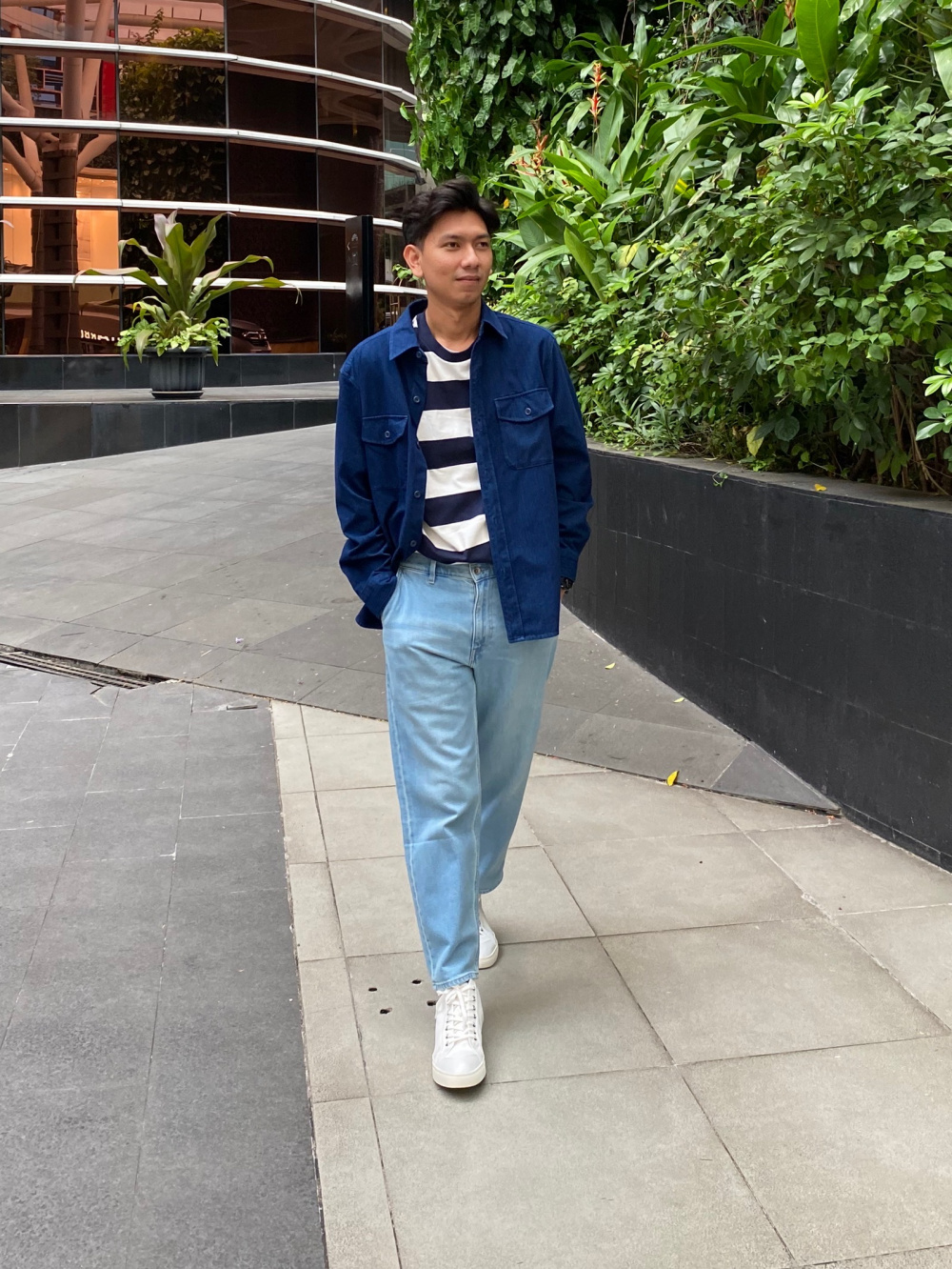 Check styling ideas for「Denim Jersey Long Sleeve Over Shirt、Drapey ...