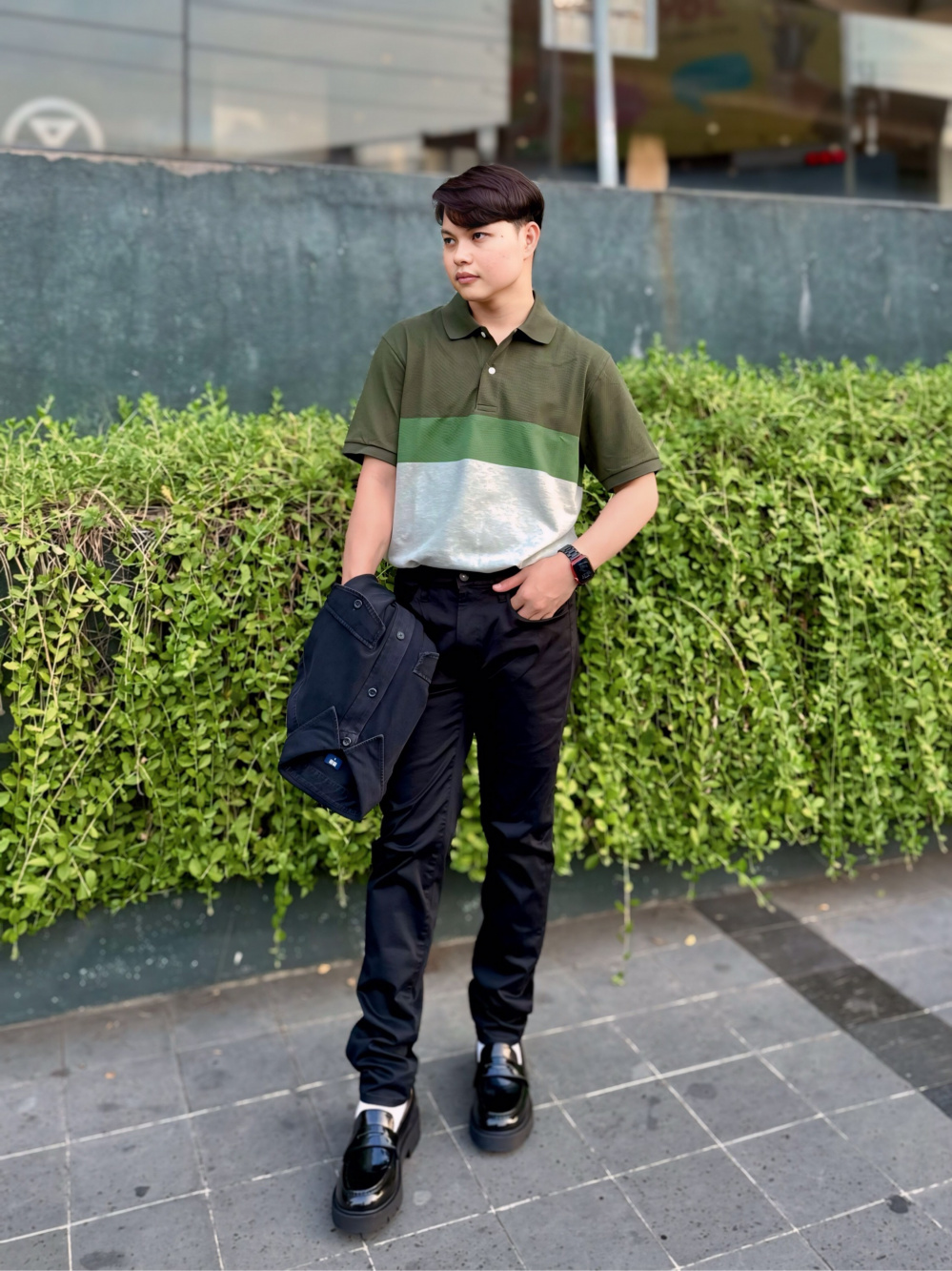 Check styling ideas for「Denim Jersey Long Sleeve Over Shirt、Ultra ...