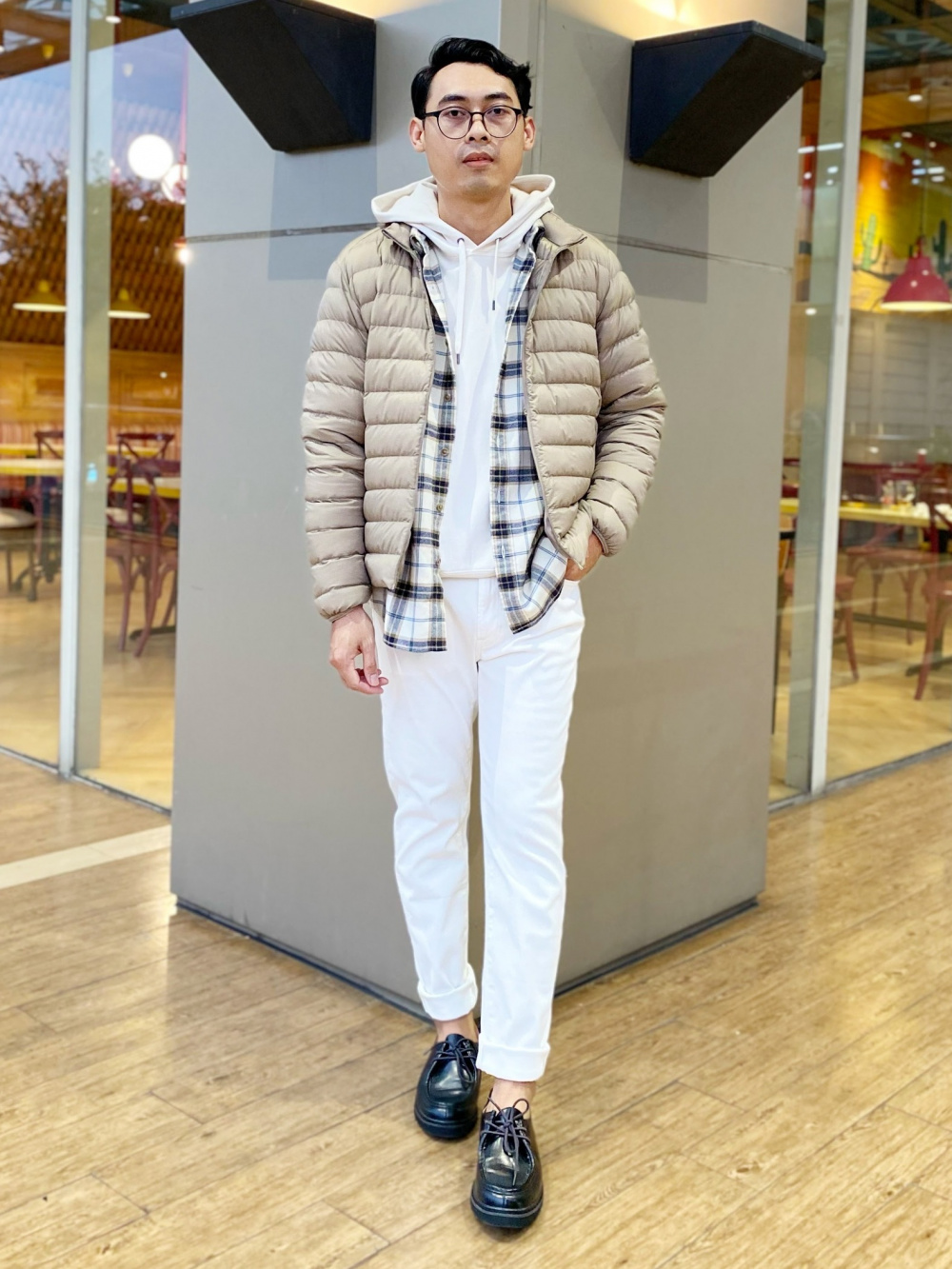 Check styling ideas for「Utility Short Blouson、Wide Fit Chino Pants ...