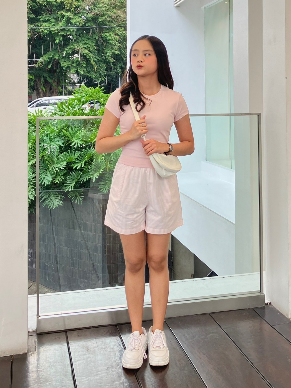 Check styling ideas for「Mini Short Sleeve T-Shirt、Round Ultra Mini Bag ...