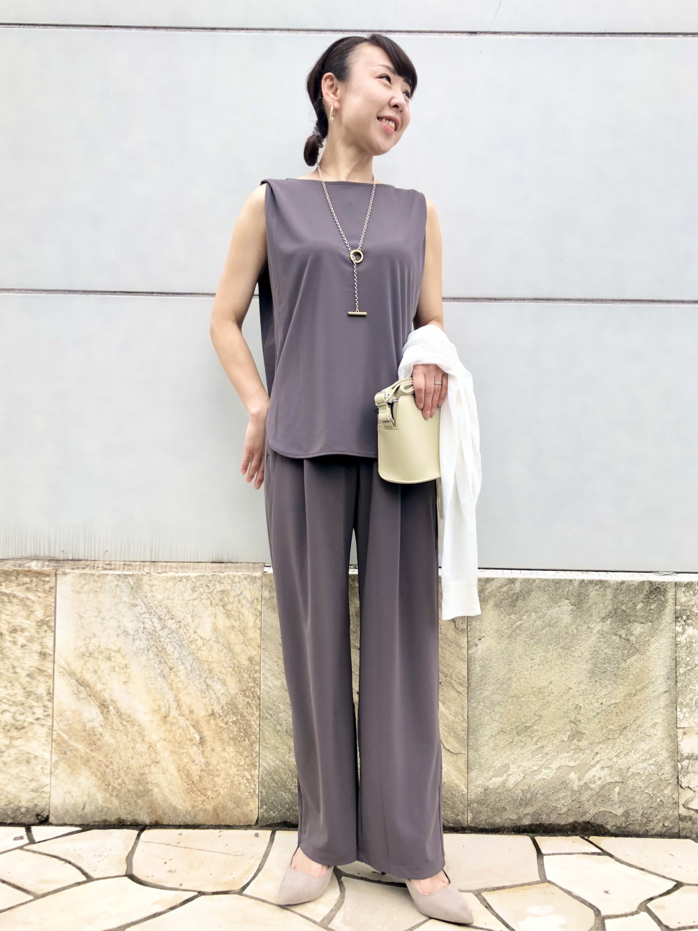 クレープジャージーストレートパンツ(丈標準66.5~68.5cm)」の クレープジャージーストレートパンツ(丈標準66.5~68.5cm)」の