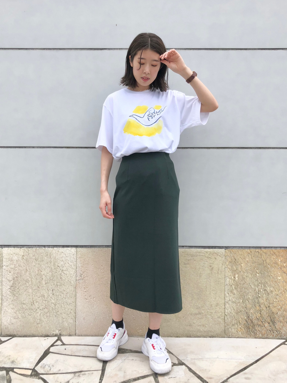 「peace For All グラフィックtシャツ（半袖・レギュラーフィット）イネス・ド・ラ・フレサンジュ」の着用コーディネート ユニクロ公式
