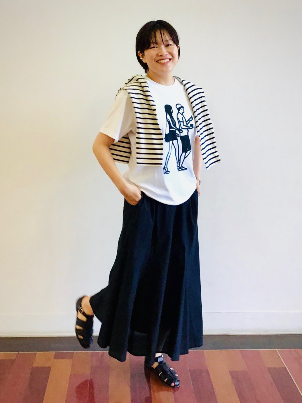 「キャミソールフレアワンピース（標準丈・116～126cm）、レーヨンドルマンスリーブブラウス（7分袖）」の着用コーディネート| ユニクロ