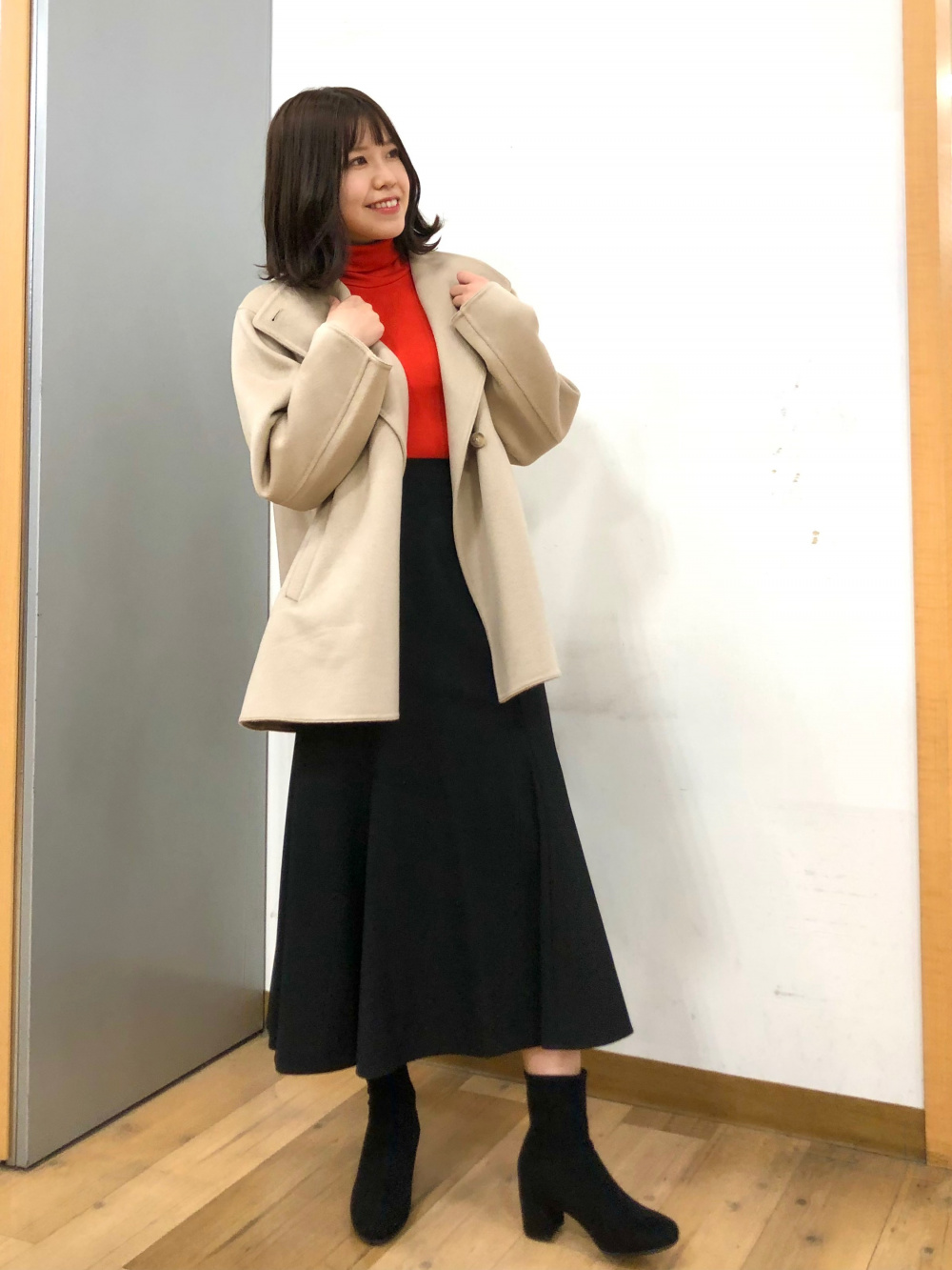 「クルーネックT（半袖）、スフレヤーンショートカーディガン（長袖）」の着用コーディネート| ユニクロ