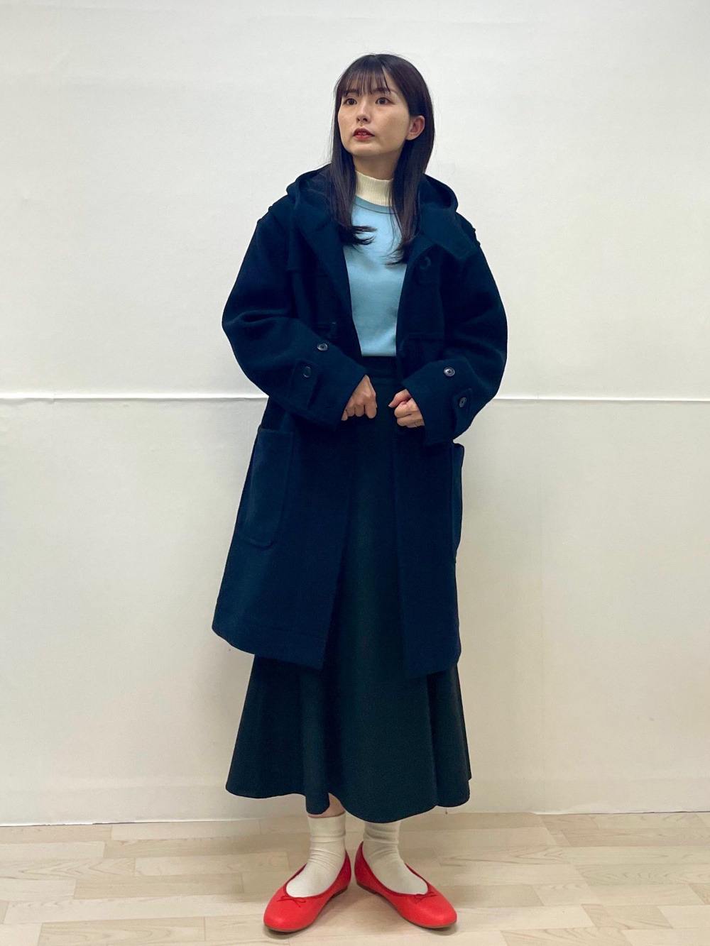 ダッフルコート、コーデュロイワイドパンツ(丈標準69~71cm ダッフルコート、コーデュロイワイドパンツ(丈標準69~71cm