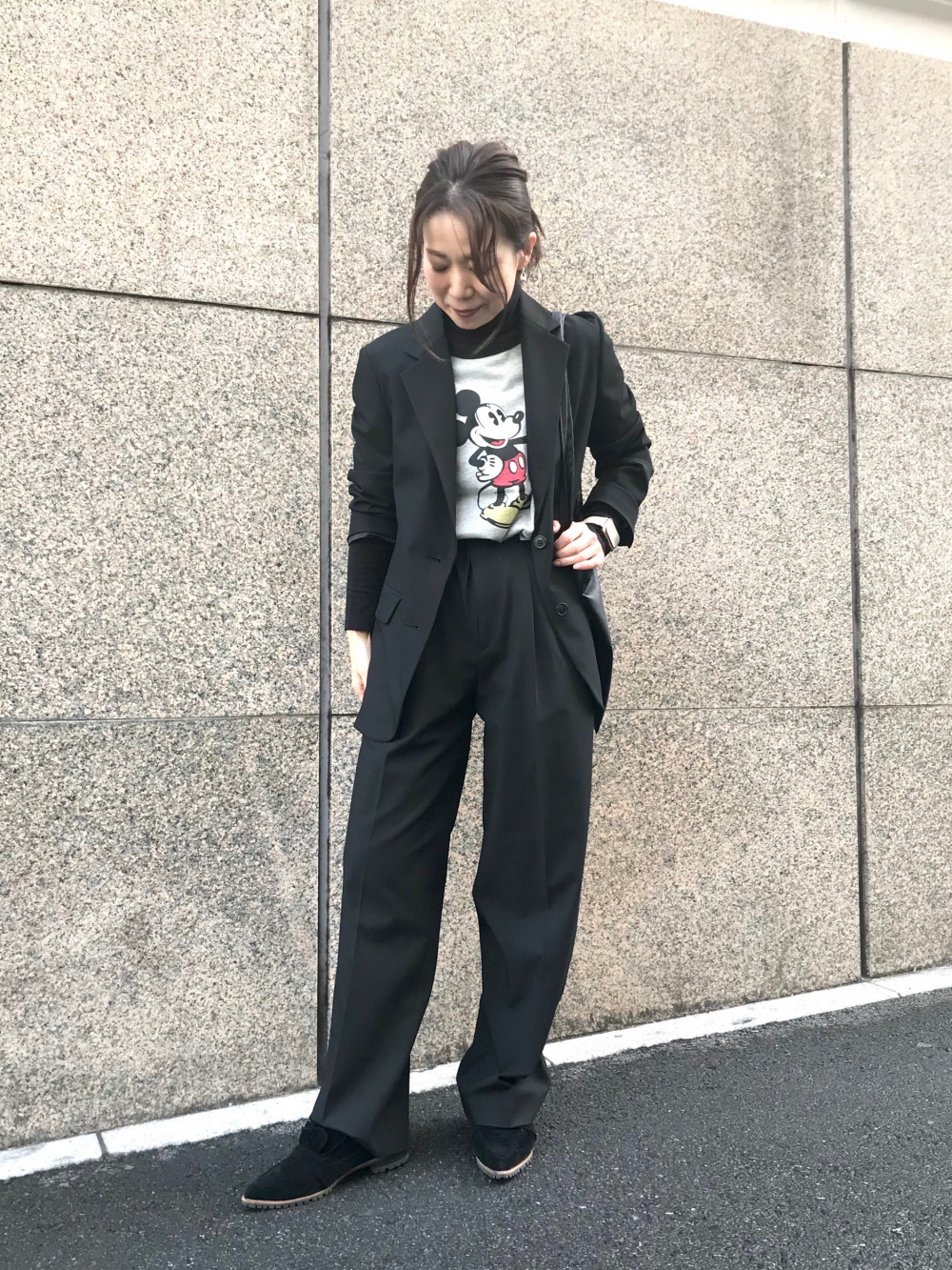 「リラックステーラードジャケット セットアップ可能、エクストラファインメリノリブタートルネックセーター（ボーダー・長袖）」の着用コーディネート ...