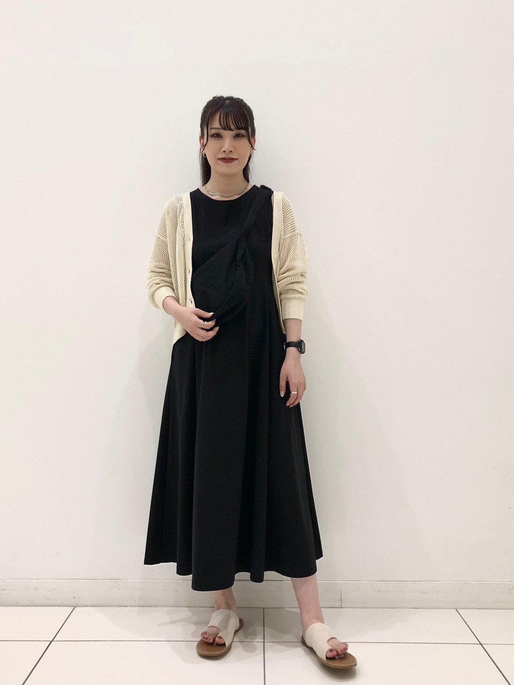 「ウルトラストレッチエアリズムワンピース（ノースリーブ・標準丈・112.5～123.5cm）、感動ジャケット セットアップ可能」を使ったコーディネート