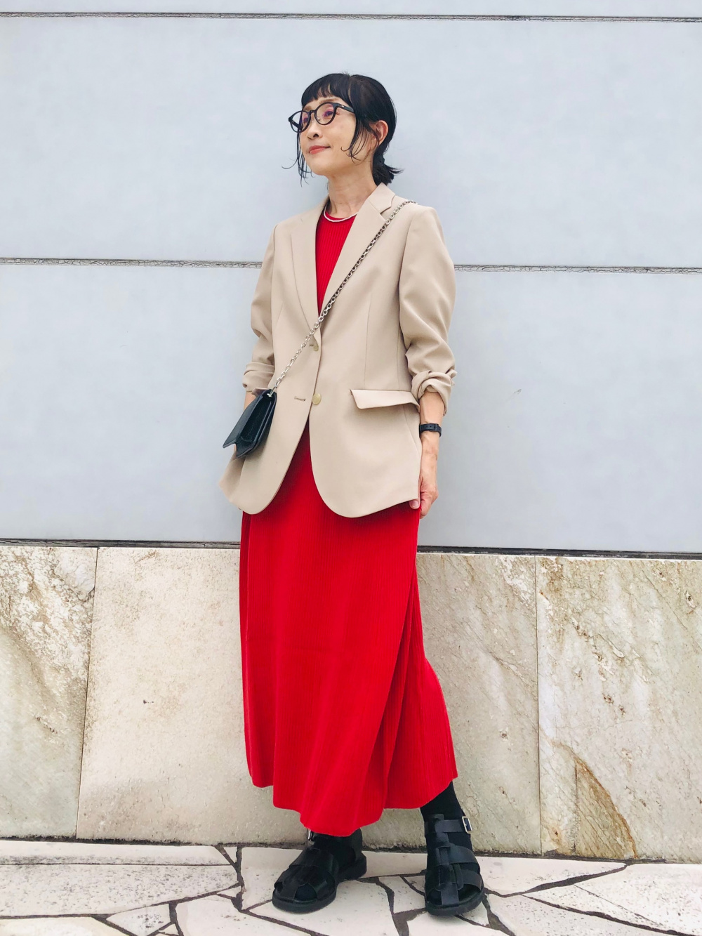 「ウルトラストレッチエアリズムワンピース（ノースリーブ・標準丈・112.5～123.5cm）、感動ジャケット セットアップ可能」の着用 ...