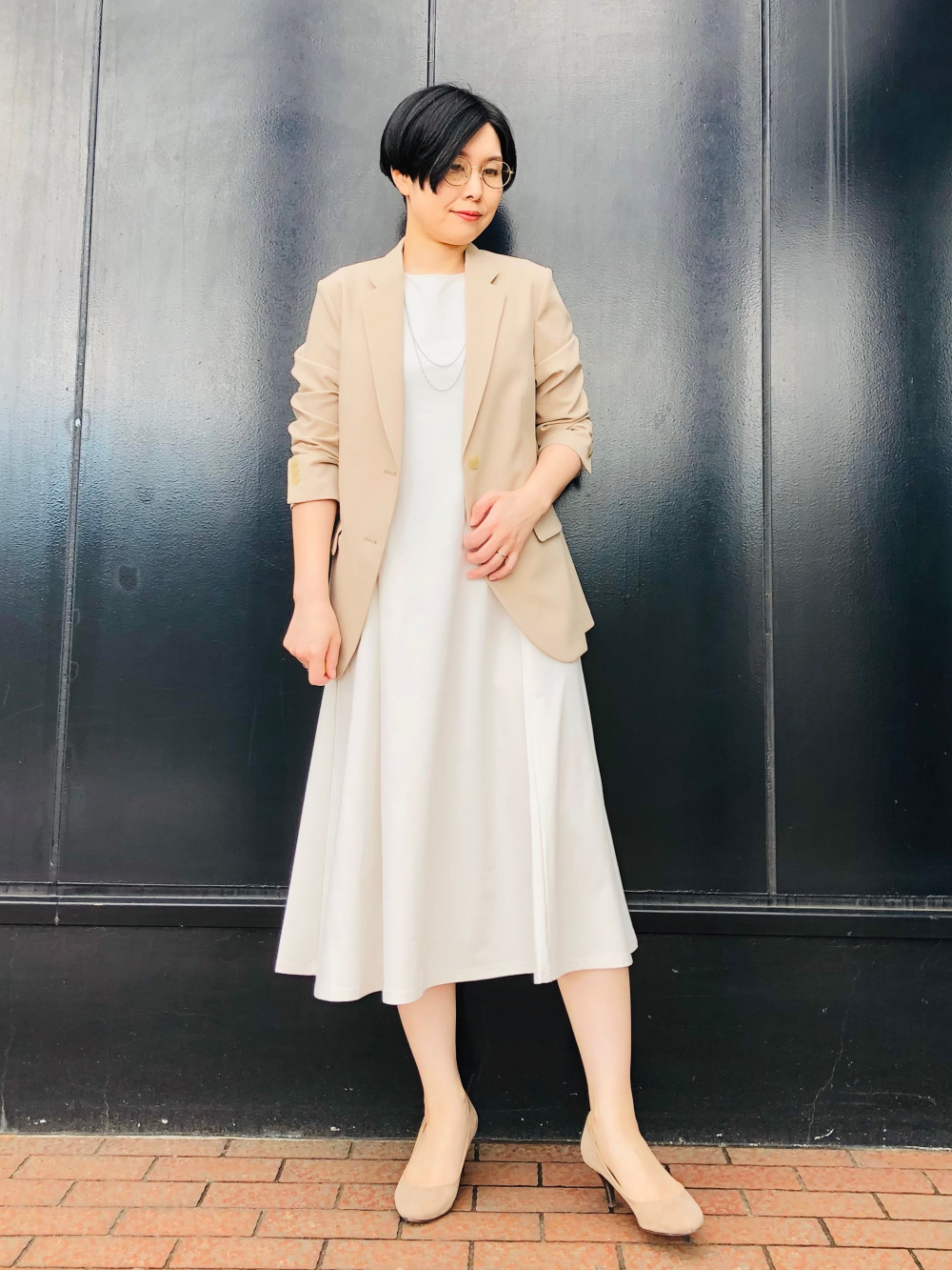 「ウルトラストレッチエアリズムワンピース（ノースリーブ・標準丈・112.5～123.5cm）、感動ジャケット セットアップ可能」の着用 ...