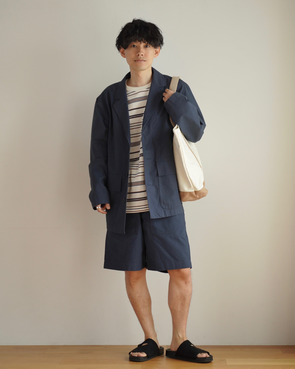 「ニットポロシャツ（半袖）、コットンジャケット」の着用コーディネート| ユニクロ公式