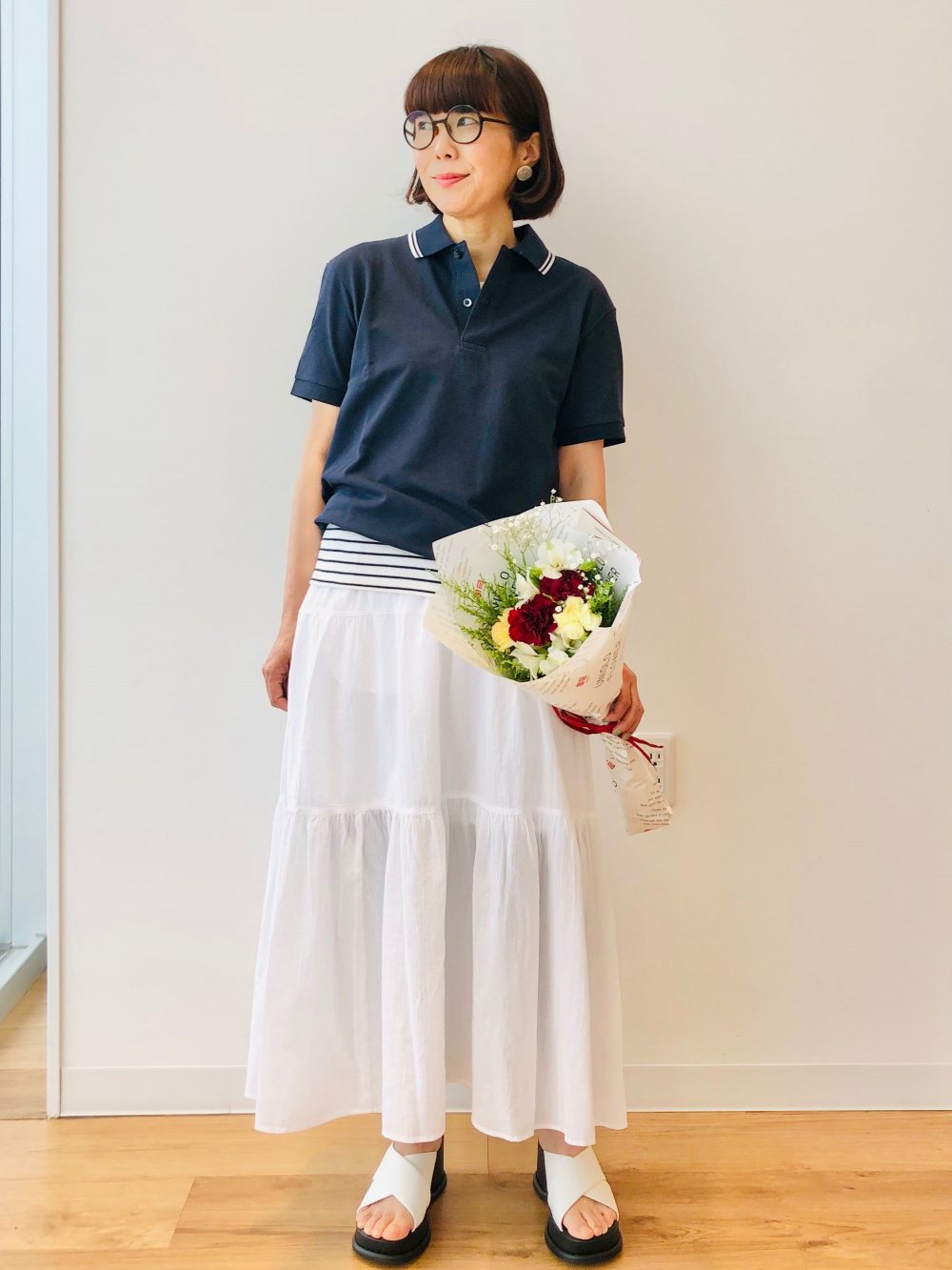 「アメリカンスリーブブラタンクトップ、ドライカノコ襟ラインポロシャツ」の着用コーディネート| ユニクロ公式