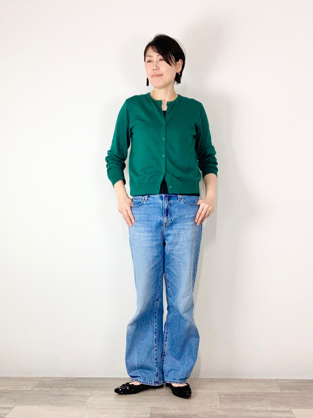 「ソフトリブボーダークルーネックT、ドライEXUVカットハーフジップTシャツ」の着用コーディネート| ユニクロ公式