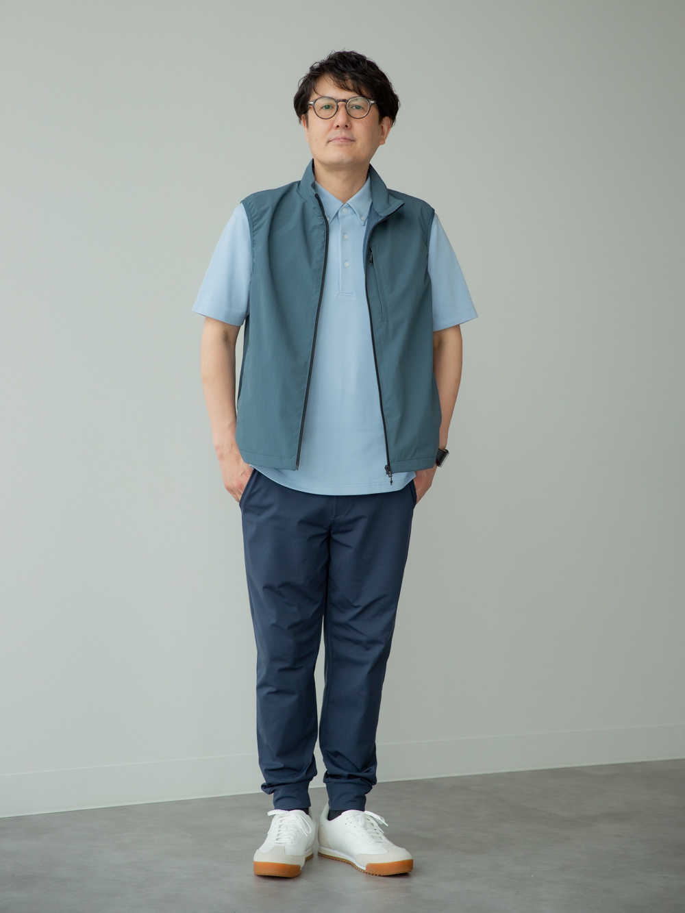 「ドライEXUVカットフルジップパーカ、ドライEXポロシャツ/エリライン」の着用コーディネート| ユニクロ公式