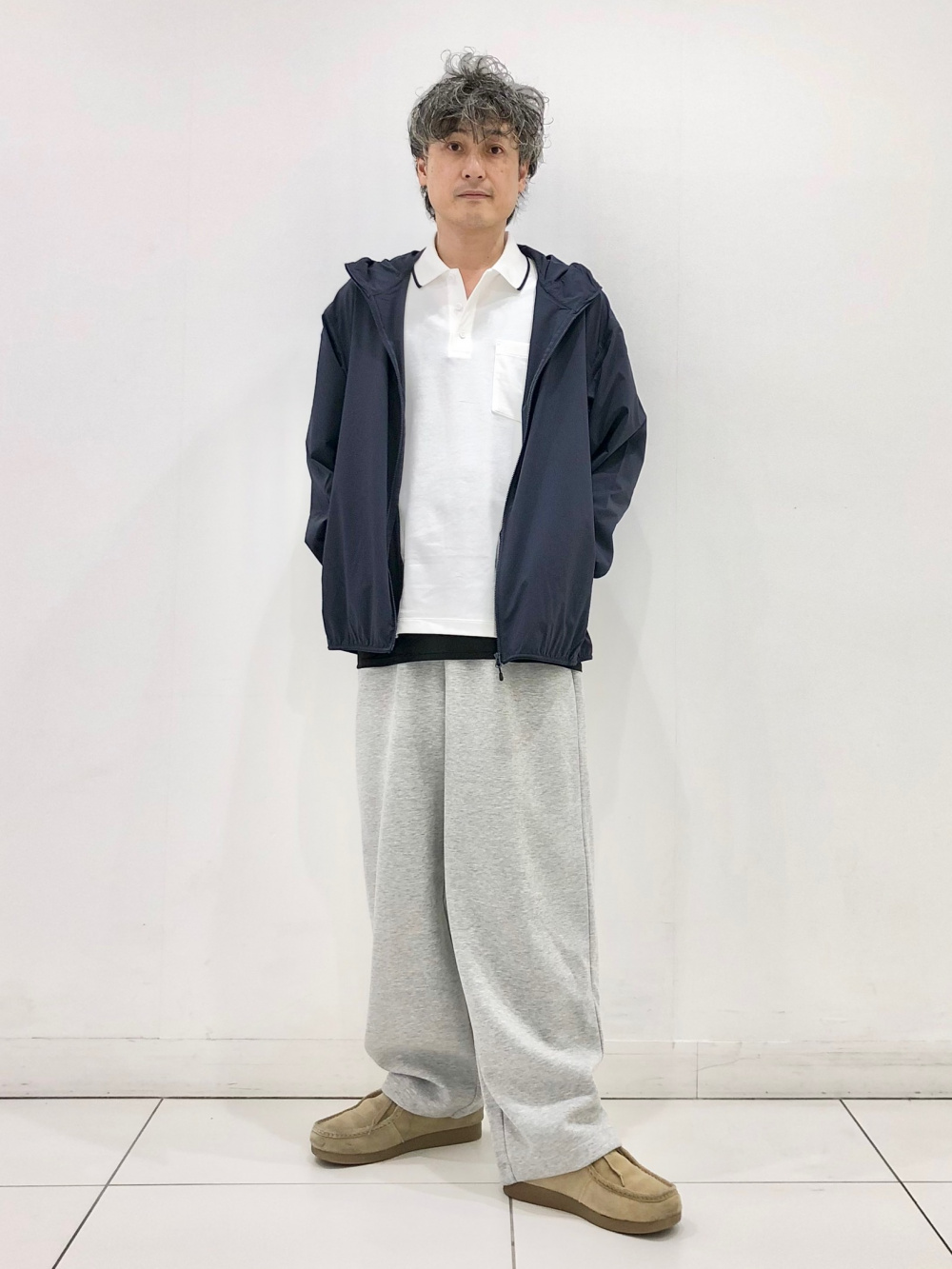「ポケッタブルUVカットパーカ/NANODESIGN、ドライEXスタンドカラーポロシャツ」の着用コーディネート| ユニクロ公式