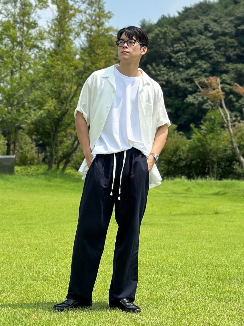 Check styling ideas for「Modal Cotton Open Collar Short Sleeve Shirt ...