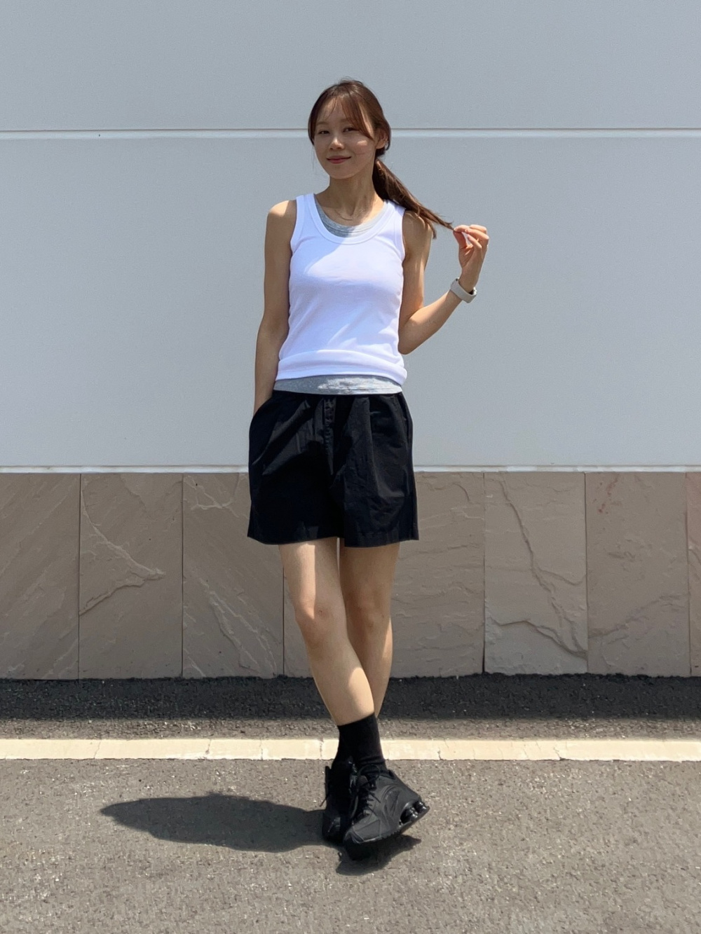 Check styling ideas for「Soft Ribbed Tank Top、UV Protection Crew Neck ...