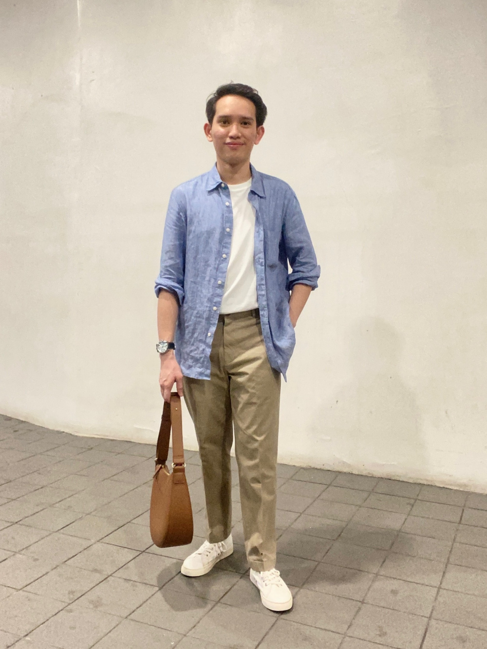 Check styling ideas for「Premium Linen Long Sleeve Shirt、AIRism Cotton ...