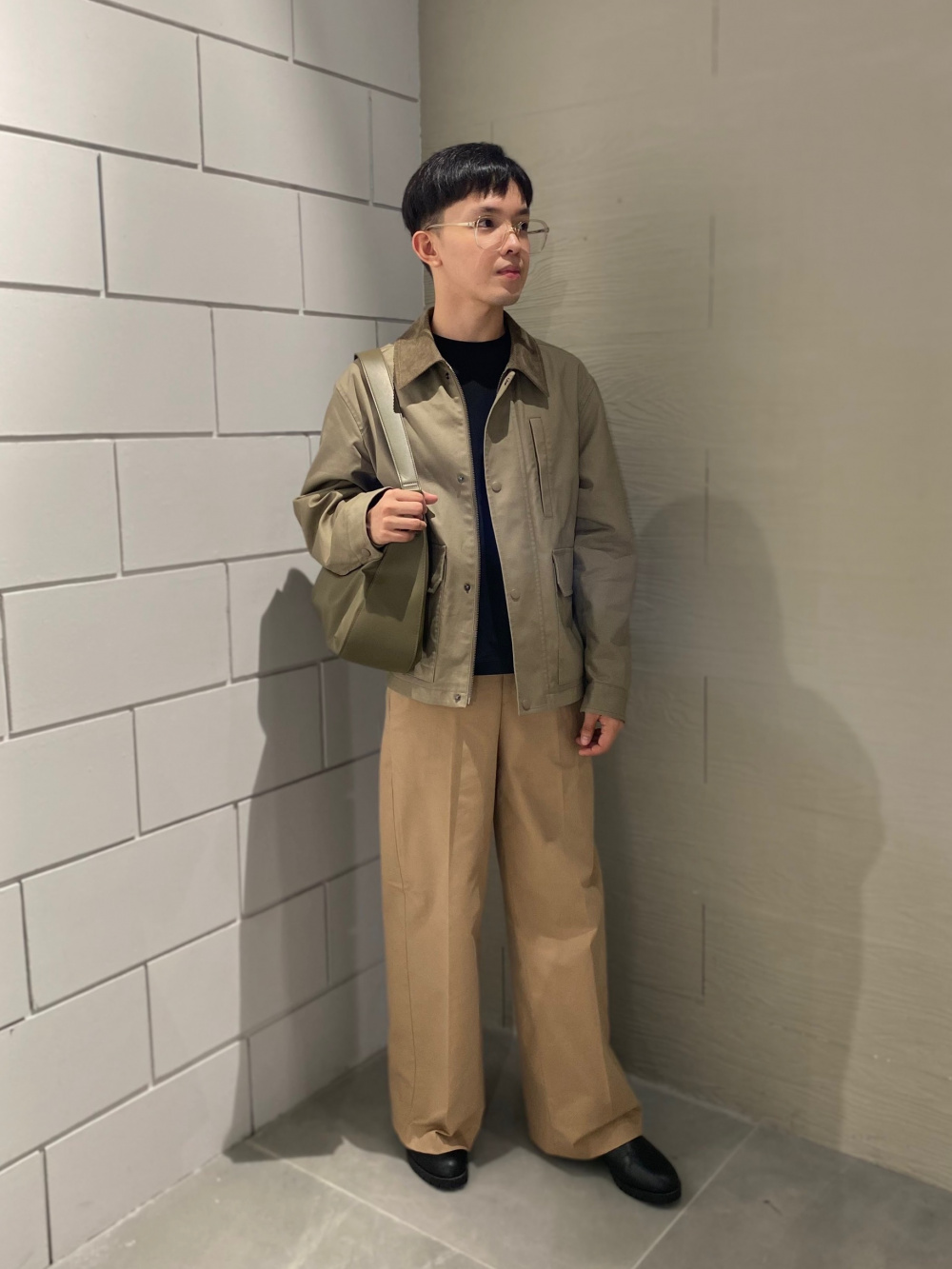 Check styling ideas for「Utility Short Blouson、Wide Fit Chino Pants ...