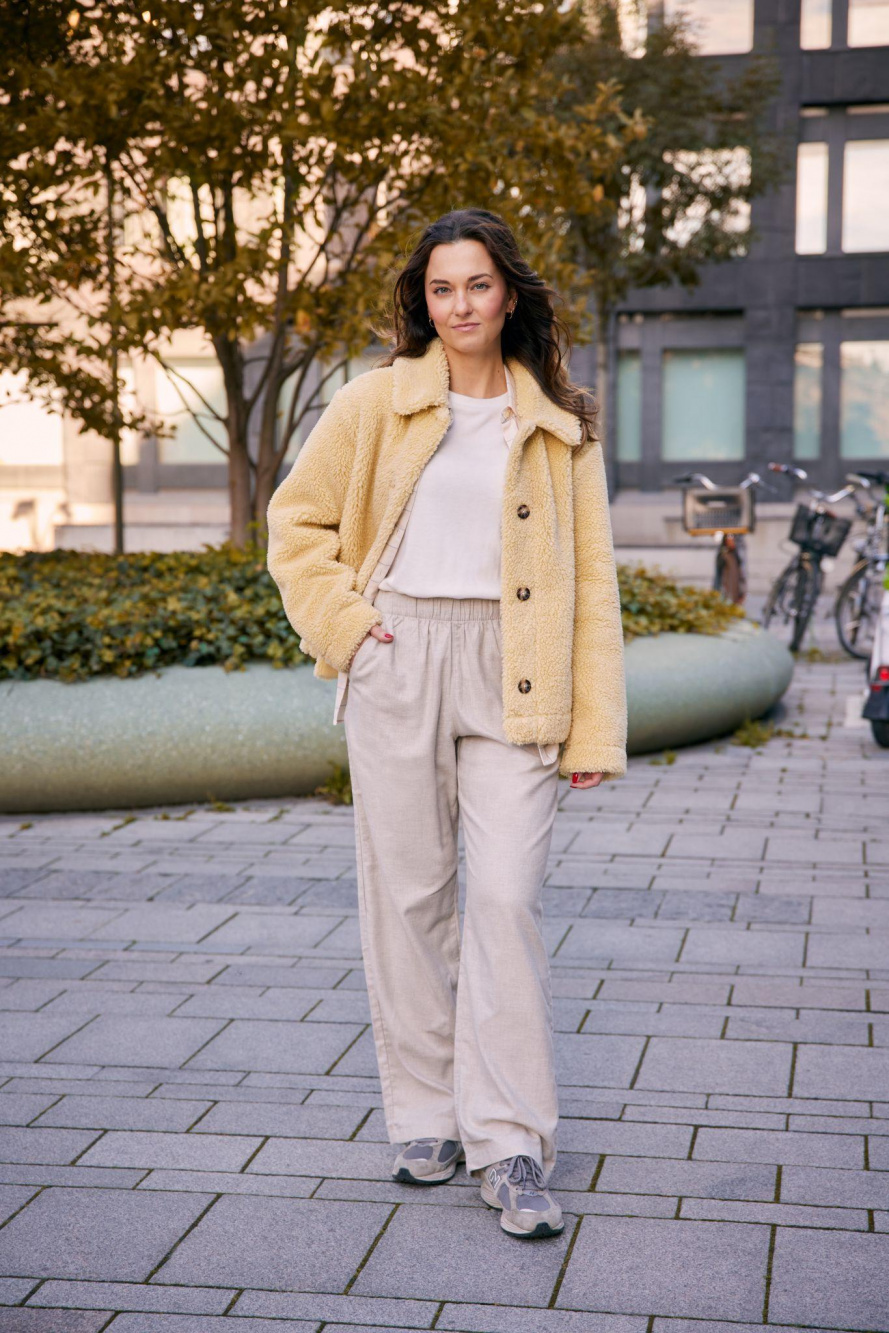 Check styling ideas for「Pile-Lined Fleece Jacket、Soft Brushed Checked ...