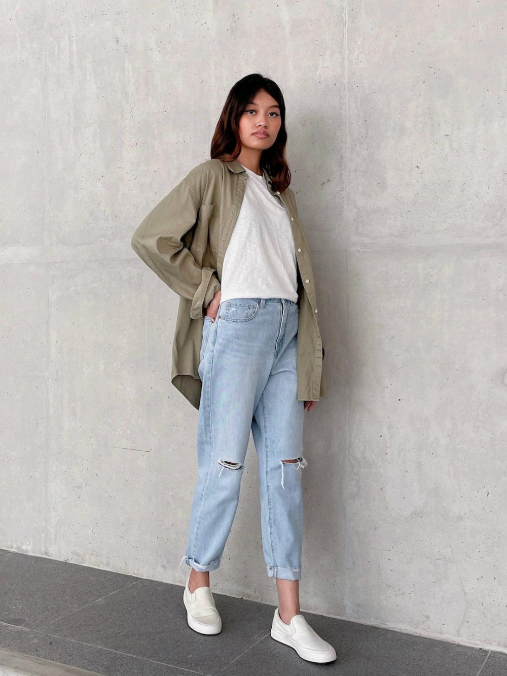 Check Styling Ideas For「slub Jersey Crew Neck Cropped T Shirt」 Uniqlo In