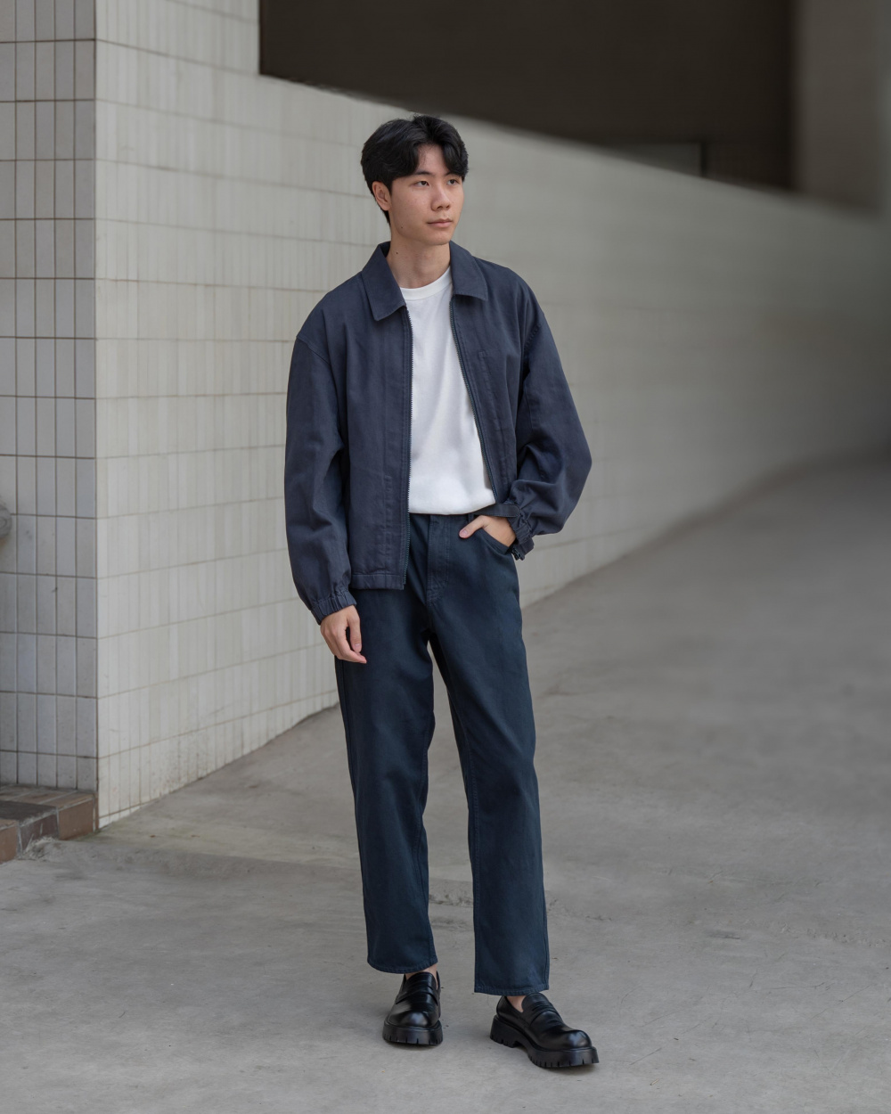 Check styling ideas for「Crew Neck Short Sleeve T-Shirt、Zip Up Blouson ...