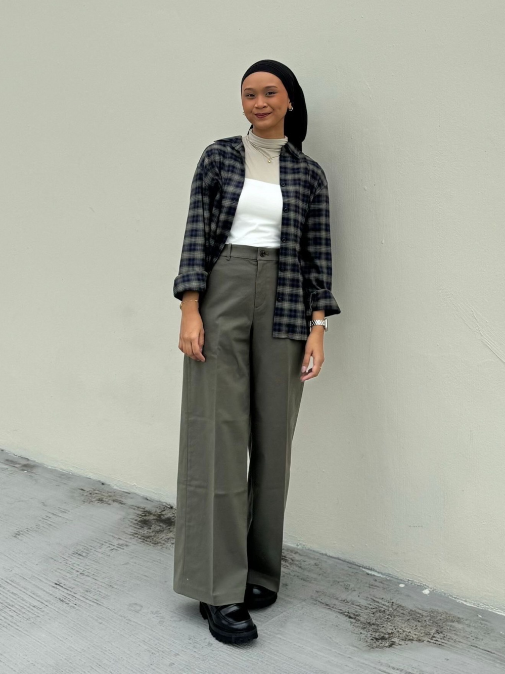 Check styling ideas for「Soft Flannel Skipper Long Sleeve Shirt (Checked ...