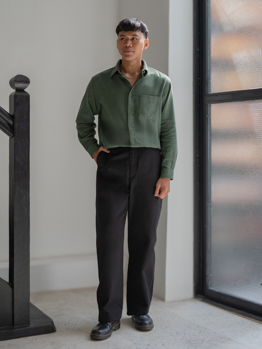 Check styling ideas for「Wide Fit Chino Pants、Flannel Long Sleeve Shirt ...