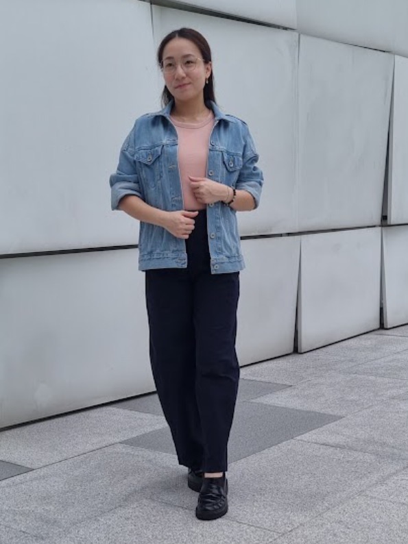 Check styling ideas for「Denim Oversized Jacket、Drapey Denim Skort ...