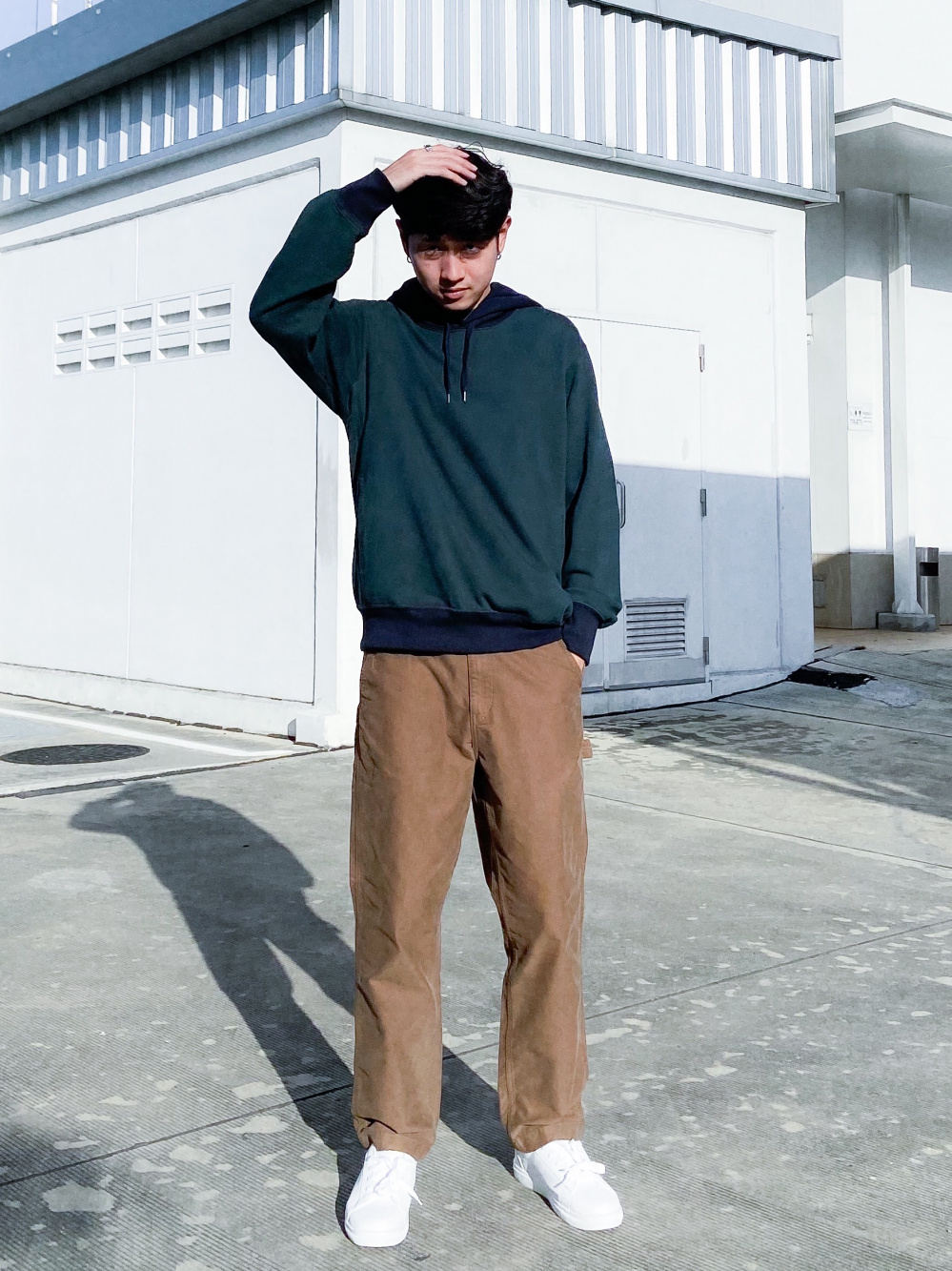 Check styling ideas for「Sweat Pullover Long Sleeve Hoodie (Color Block ...