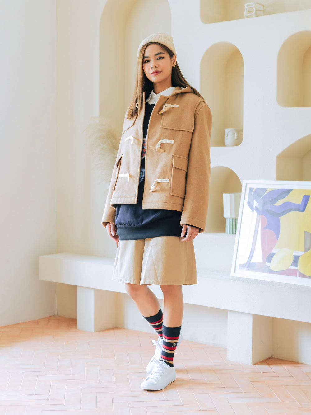 Check styling ideas for「Wool Blend Duffle Short Coat、Tote Bag」| UNIQLO PH