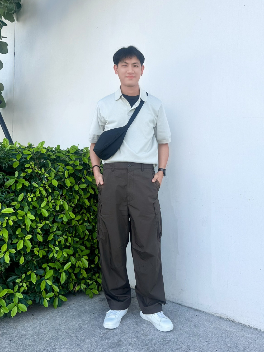 Check styling ideas for「Pleated Wide Pants、Italian Leather Slide Buckle ...