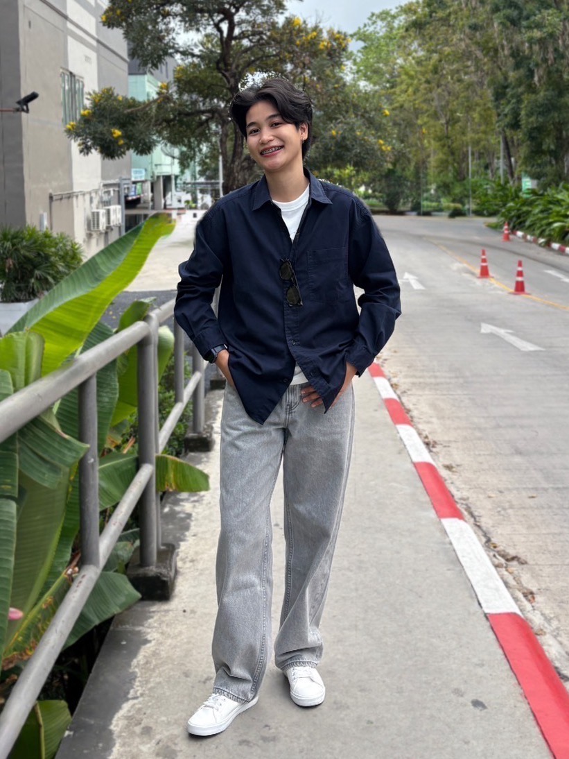 Check styling ideas for「Wide Straight Jeans (Regular Length)、Crew Neck ...