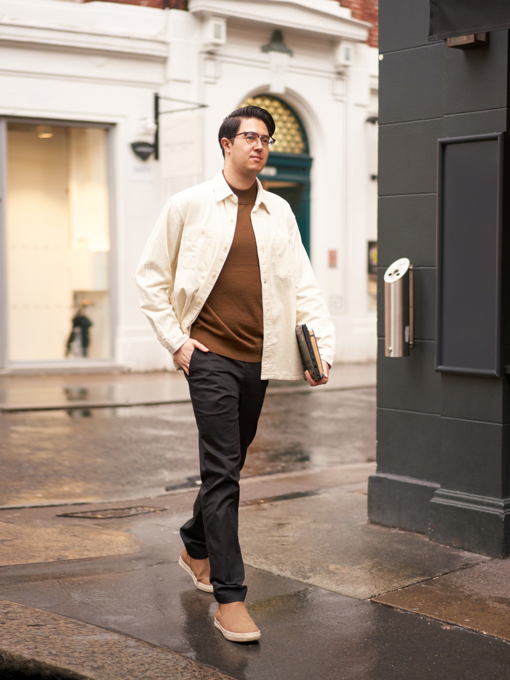 Check styling ideas for「Checked Overshirt Jacket、Slim-Fit Chino Pants ...